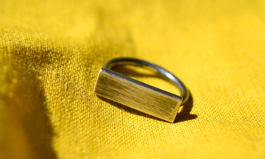 Silver Ring, Horizontal Plank Geometric Sterling Silver Ring, One of a ...