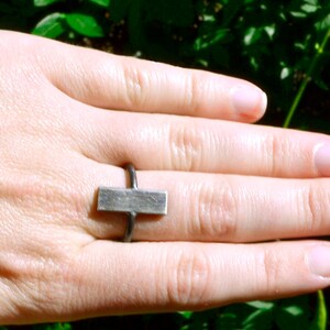 Silver Ring, Geometric Vertical Plank Ring in Sterling Silver - Etsy