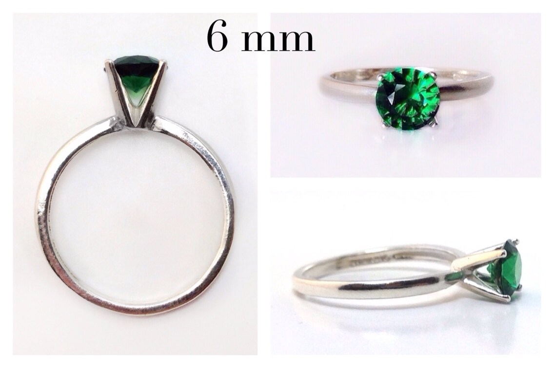 Emerald Ring, Right-hand Silver Ring, Bridesmaids Gifts, Emerald in ...