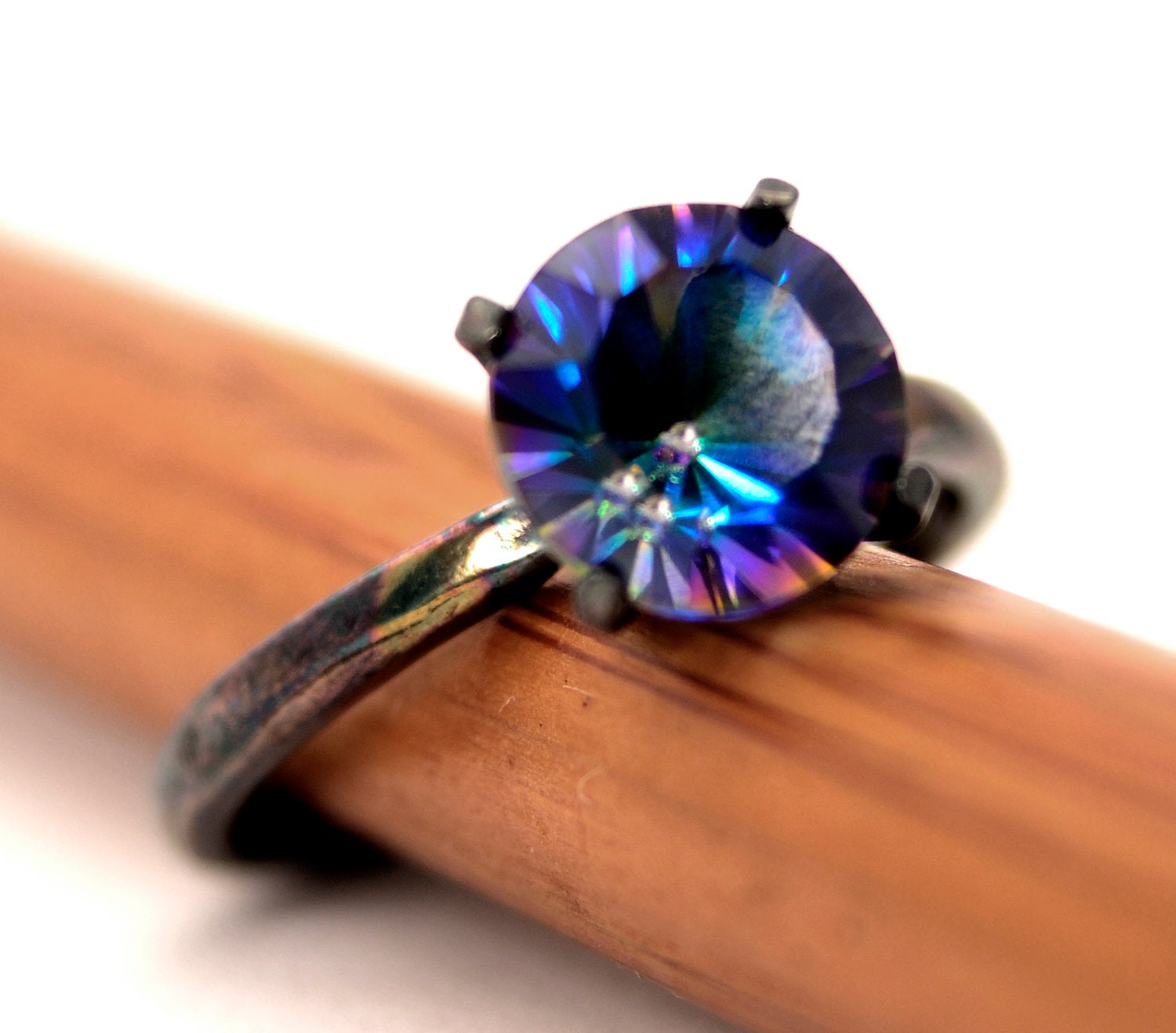 Quartz Ring in Silver Magic Blue Solitaire Ring with Sterling | Etsy