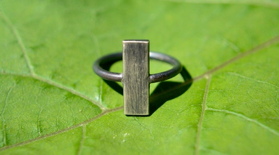 Silver Ring Geometric Vertical Plank Ring in Sterling Silver | Etsy