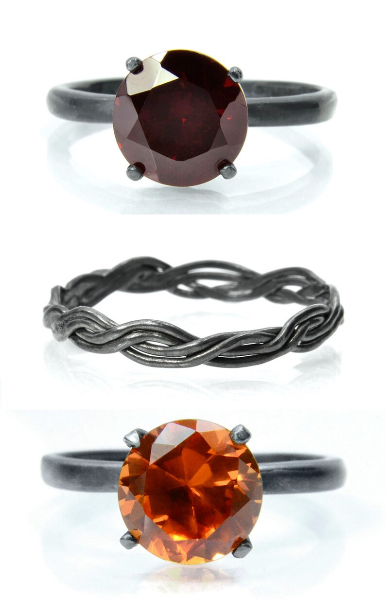 Gemstone Stacking Ring Set, Sterling Silver, Autumn Fire Ring Set in ...