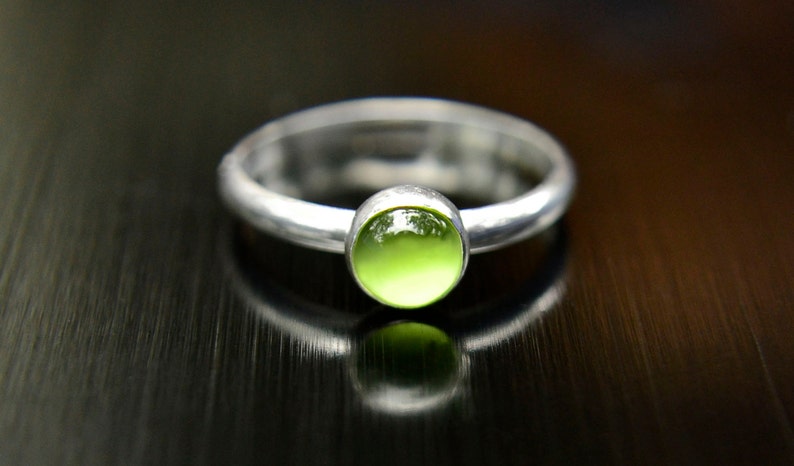 Peridot Ring, August Birthstone, Sterling Silver Stacking Ring With ...