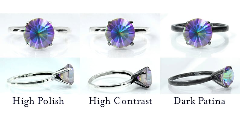 Quartz Ring in Silver, Magic Blue Solitaire Ring With Sterling Silver 4 ...