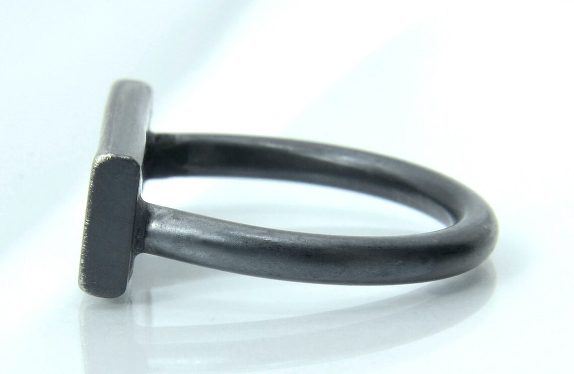 Silver Ring, Horizontal Plank Geometric Sterling Silver Ring, One of a ...