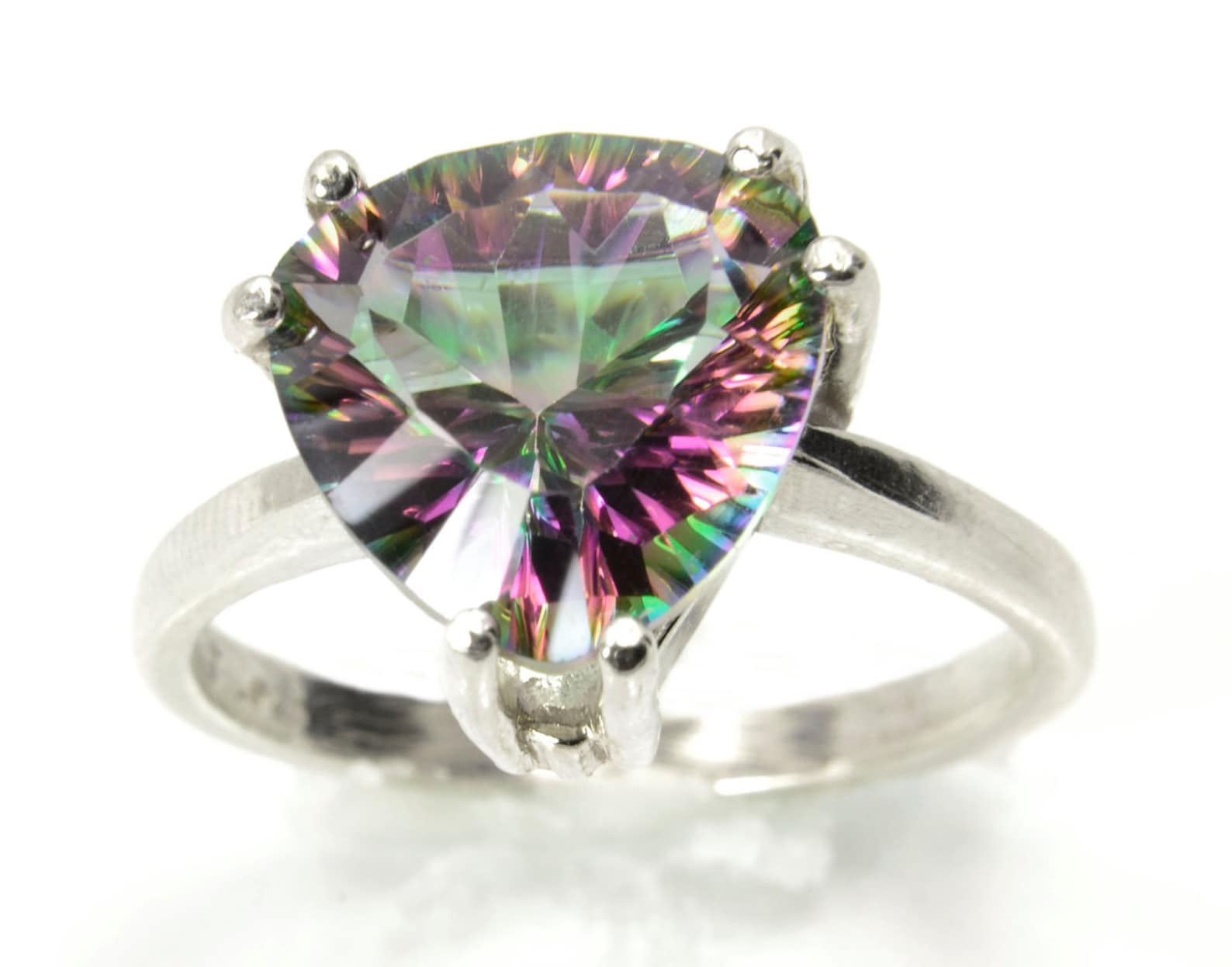 Quartz Ring 4 Carat Rainbow Quartz Trillion Statement Ring - Etsy