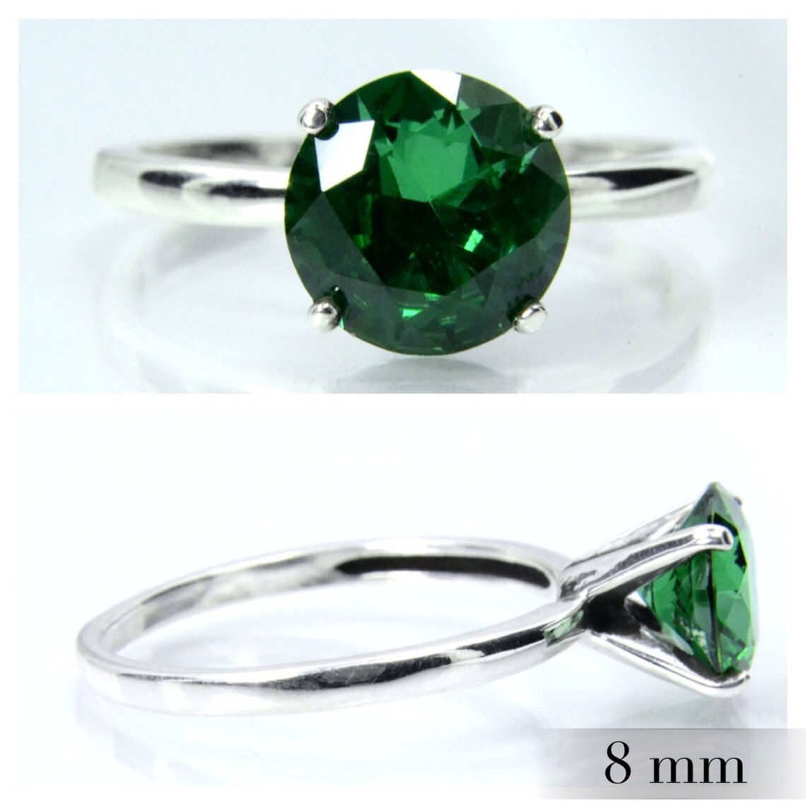 Emerald Ring, Right-hand Silver Ring, Bridesmaids Gifts, Emerald in ...
