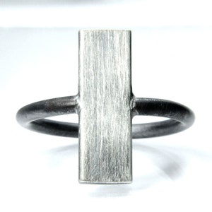 Silver Ring, Geometric Vertical Plank Ring in Sterling Silver - Etsy