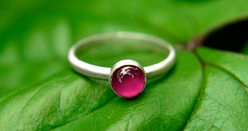 Ruby Ring in Sterling Silver, Silver Stacking Ring With Ruby Cabochon, Bridesmaids Gifts, July ...