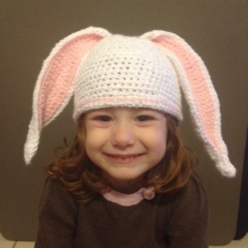 Bunny Rabbit With Long Ears Loom Knitted Hat Digital Pattern | Etsy