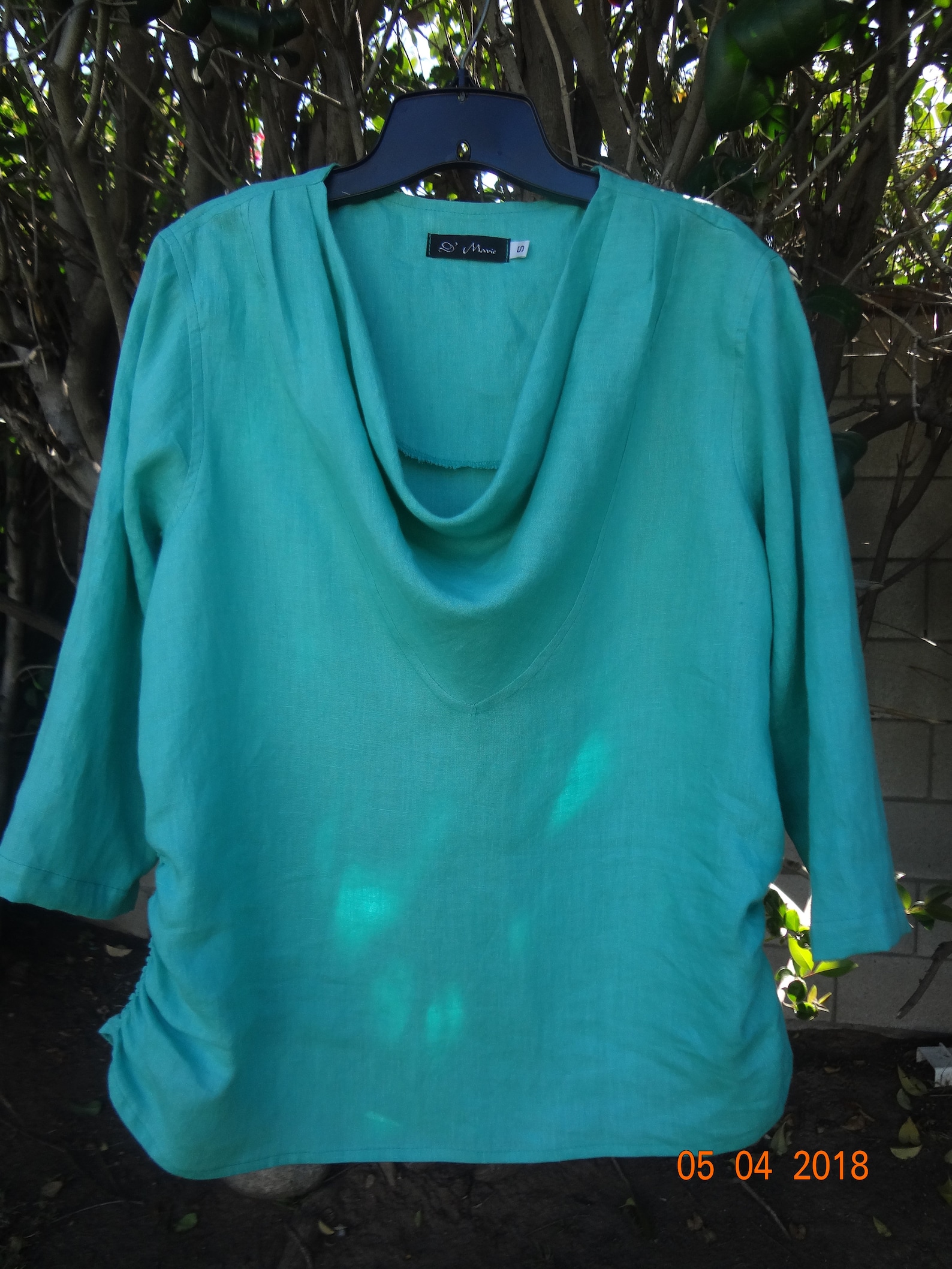 Pleated Inset Low Cowl Neck Top 100% Lightweight Linen 3/4 - Etsy