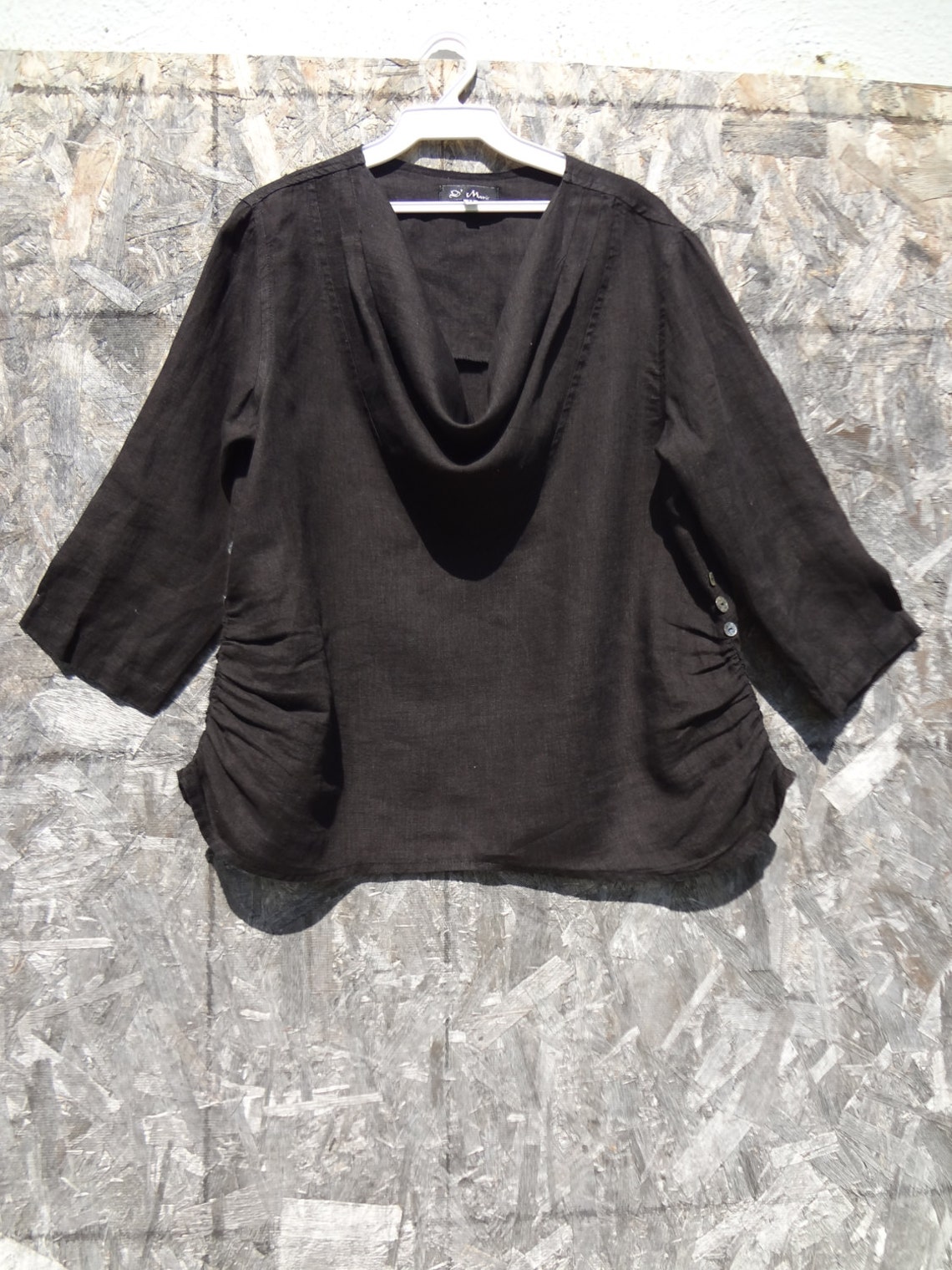 Pleated Inset Low Cowl Neck Top 100% Lightweight Linen 3/4 - Etsy