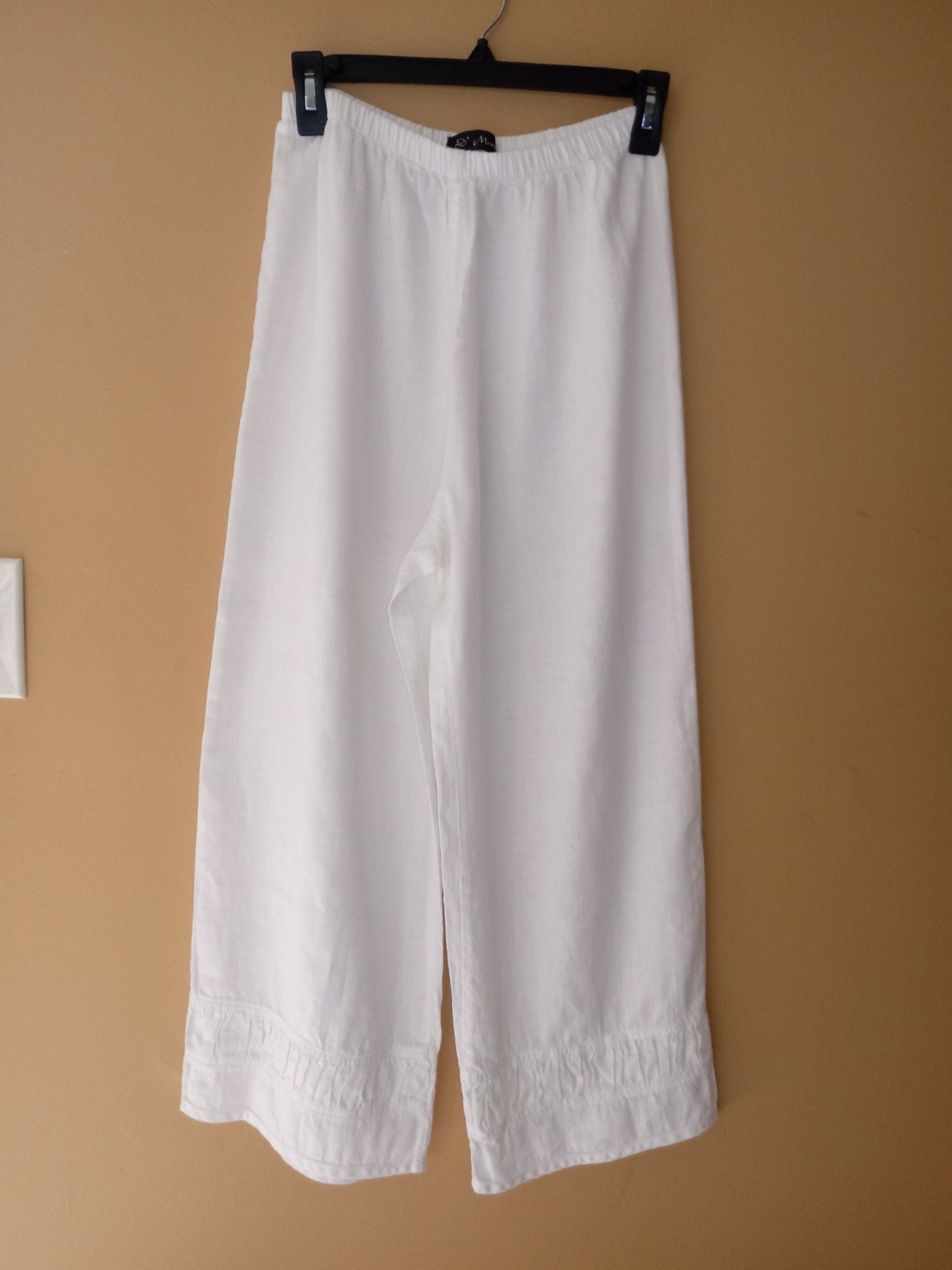 Crop Pant With Shirring Band, No Pockets,elastized Waist,100% Linen - Etsy