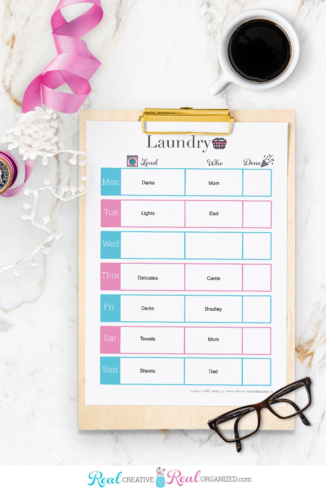 Editable Laundry Schedule and Customizable Weekly Laundry Schedule - Etsy
