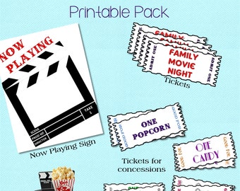 At Home Movie Night Printable for a DIY Family Movie Night | Etsy