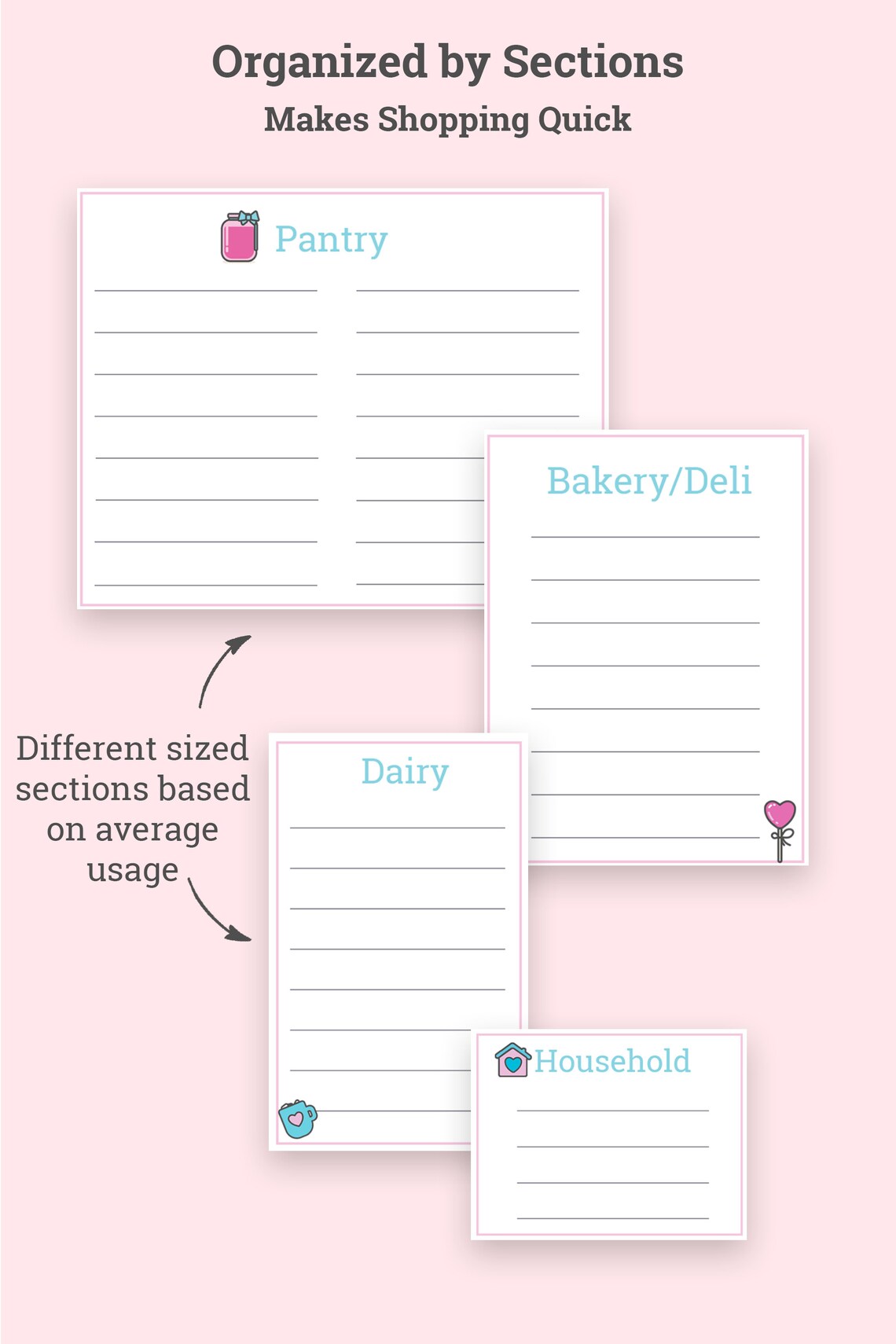 Grocery List - Cute Printable Half Sheet Organized Grocery List - Etsy