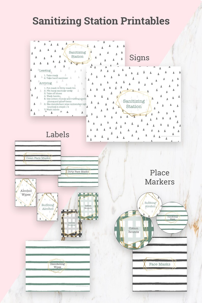 Sanitizing Station Sign and Labels Printables for Home Office - Etsy