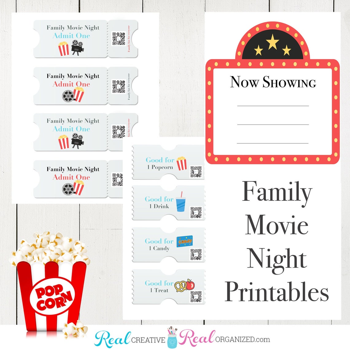 At Home Movie Night Printable for a DIY Family Movie Night Idea - Etsy