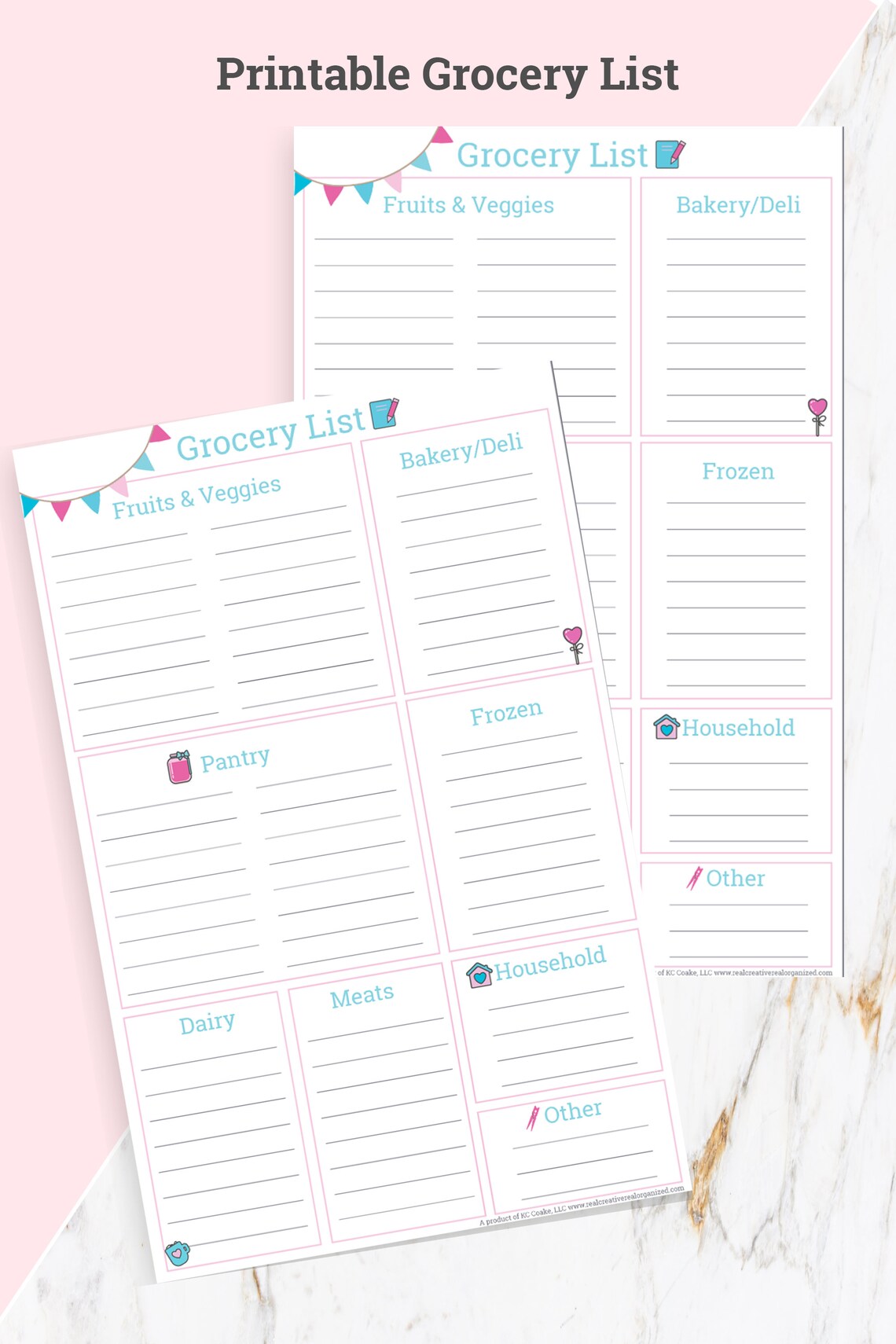 Grocery List - Cute Printable Half Sheet Organized Grocery List - Etsy