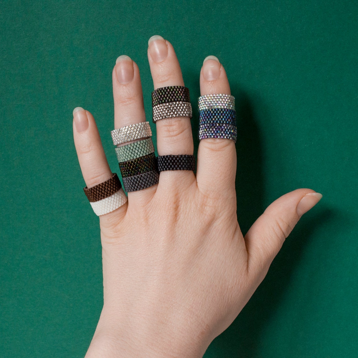 Black Matte Ring Asexual Ring Seed Beaded Ring Etsy