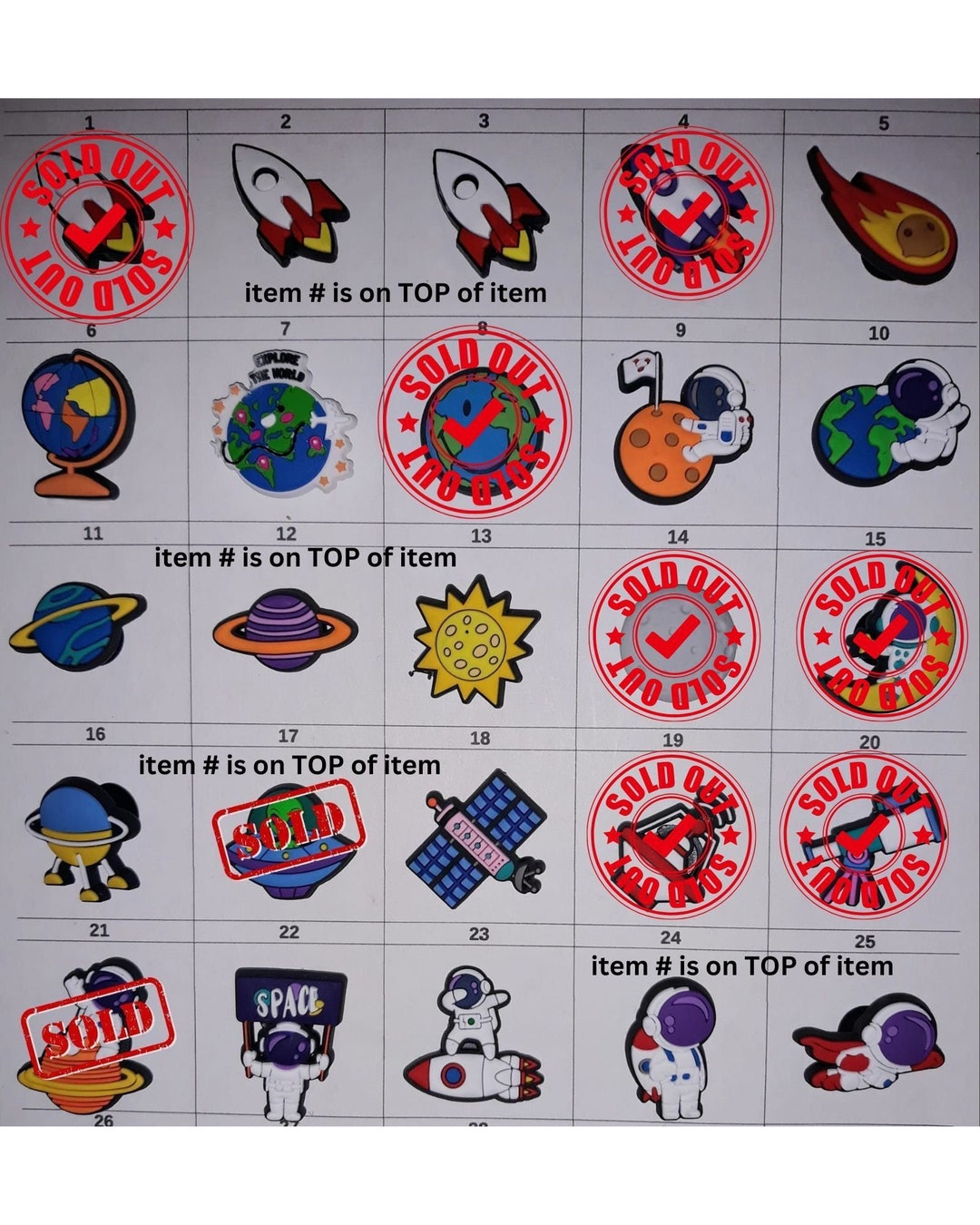 1.50 Croc Charms. Space, Rocket, Moon, Asteroid, Earth, Planets ...