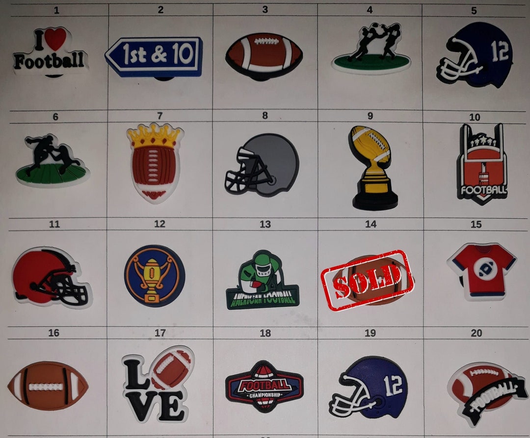 Croc Charms. Football, Goal, Player, Field Goal, Pass, Jersey, Helmet ...