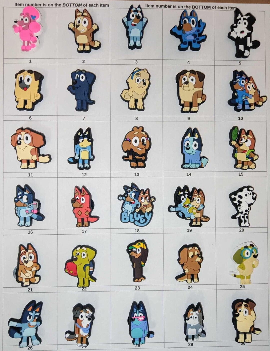 Croc Charms. Bluey, Bandit Heeler, Chilli, Uncle Stripe, Aunt Trixie ...