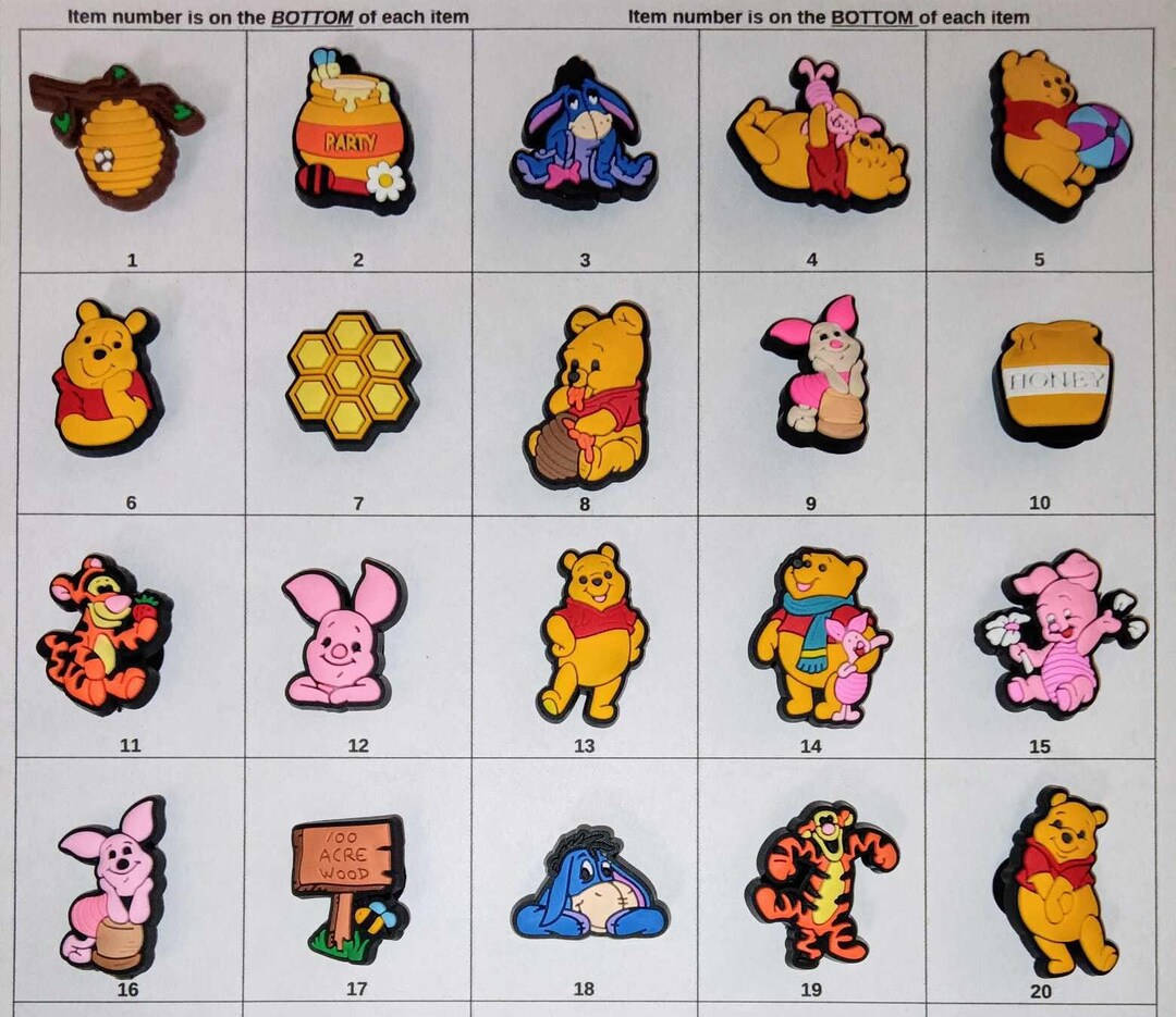 Croc Charms, Winnie the Pooh, Tigger, Eyor, Piglet. Jibbit, Shoe Charm ...
