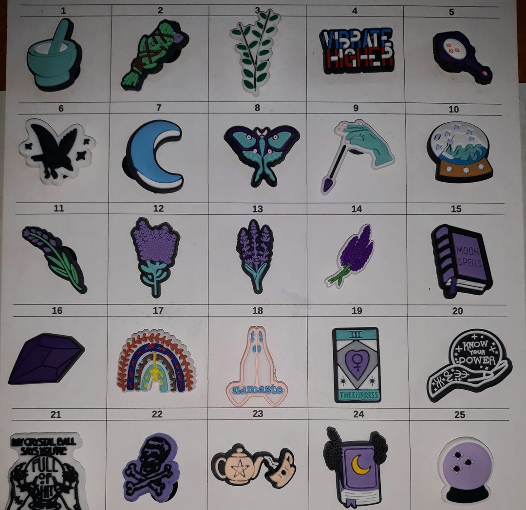 1.50 Croc Charms. Witch, Moon, Spells, Crystal Ball, Fairy, Tarot, Boho ...
