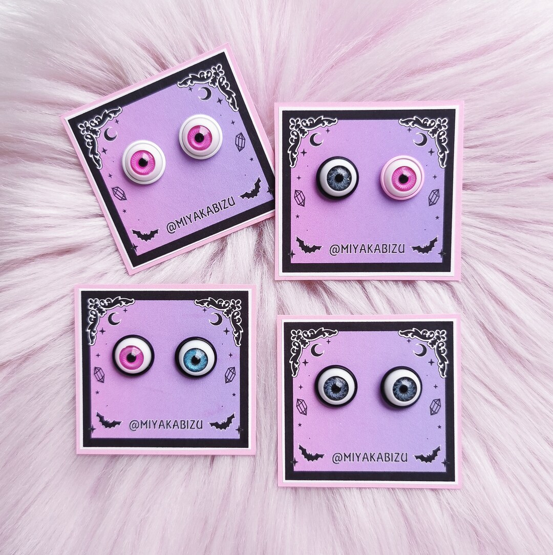Pastel Goth Eye Ball Earrings, Doll Eye Stud, Decora Cute Jewelry ...
