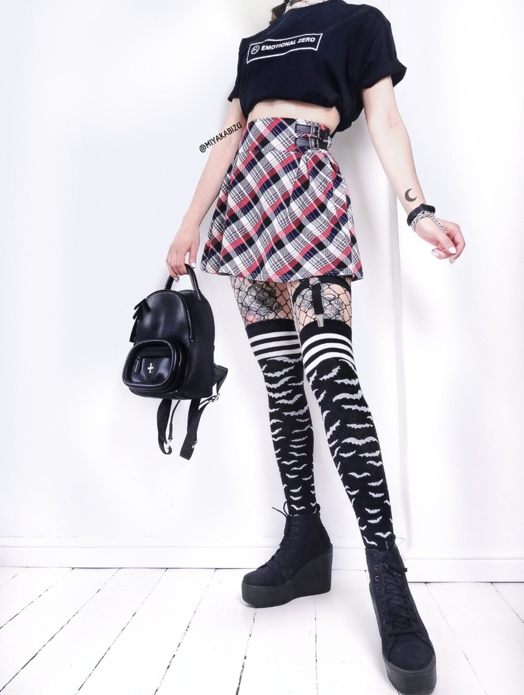 Gothic Overknee Socks, Pastel Goth High Socks, Bat Alt Grunge Emo Punk ...