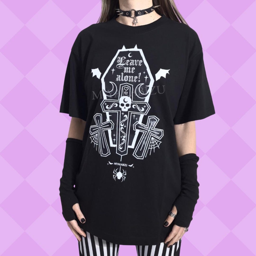 Gothic Black T-shirt Coffin Cross, Harajuku Emo Punk Alt Clothing, 100% ...