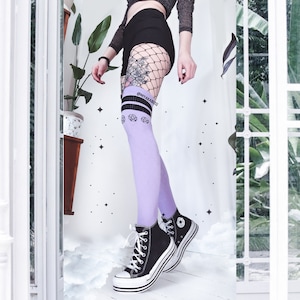 Gothic Socks, Pastel Goth Overknee Socks, Protective Pentagram, Gift ...