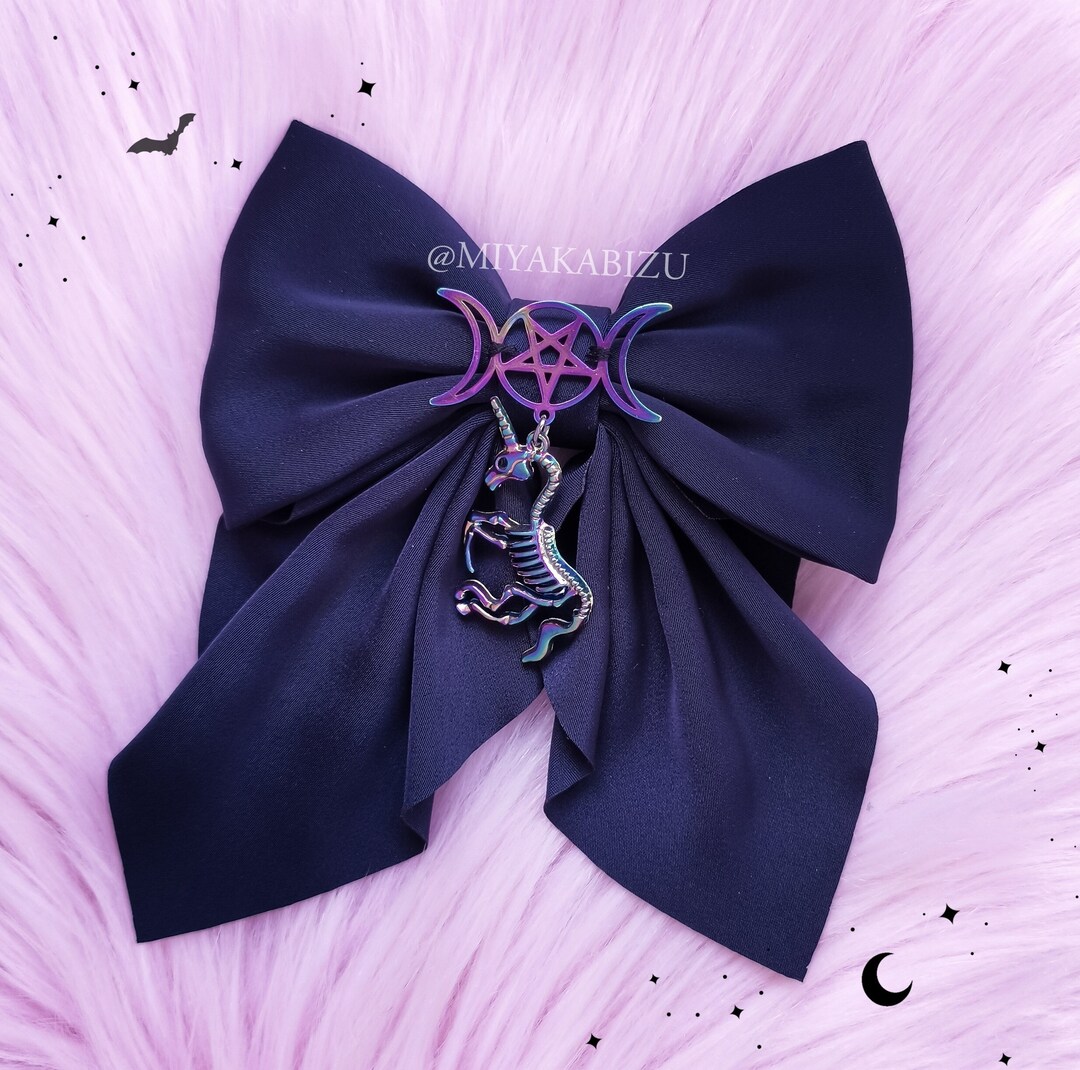 Pastel Goth BOW HAIRCLIP, Gothic Hair Accessories, Kawaii Ribbon Hair ...