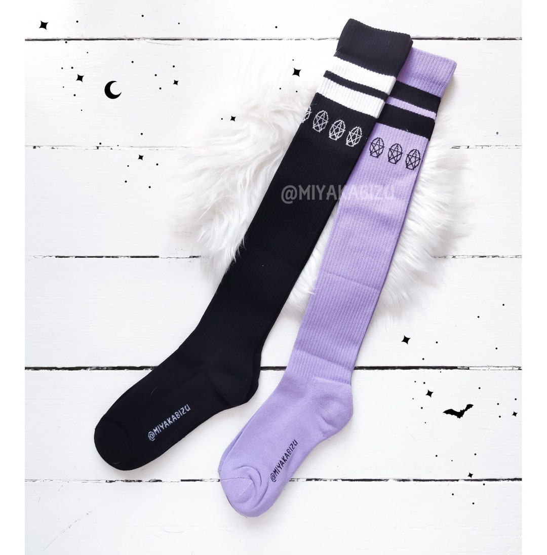 Gothic Socks, Pastel Goth Overknee Socks, Protective Pentagram, Gift ...