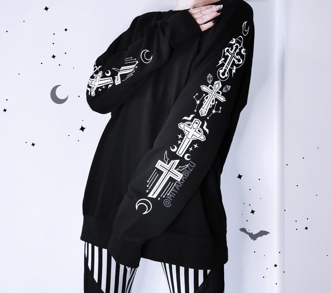 GOTHIC CROSSES Oversize Unisex Hoodie With High Quality Print for Goth ...