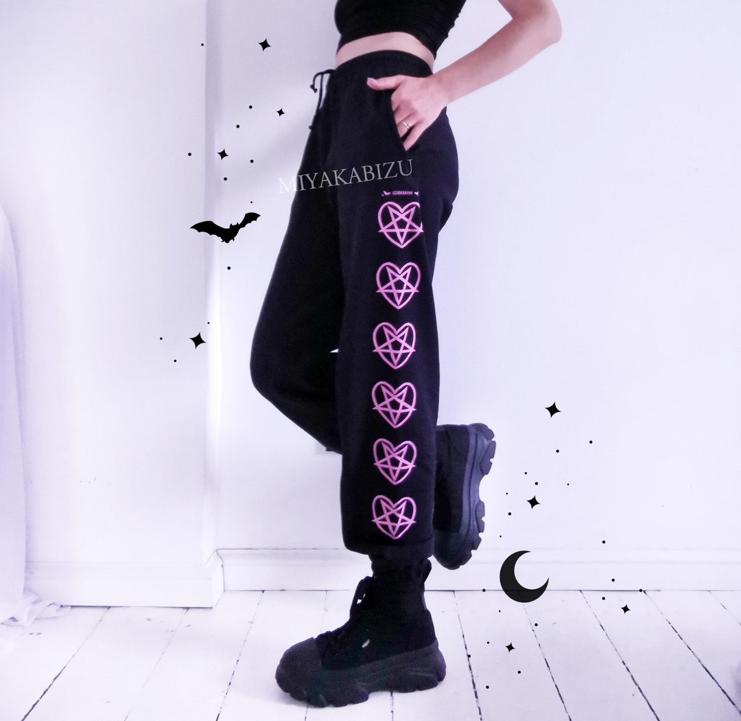 Pastel Goth Pentagram Joggers, Gothic Cute Sweatpants, Harajuku Kawaii ...