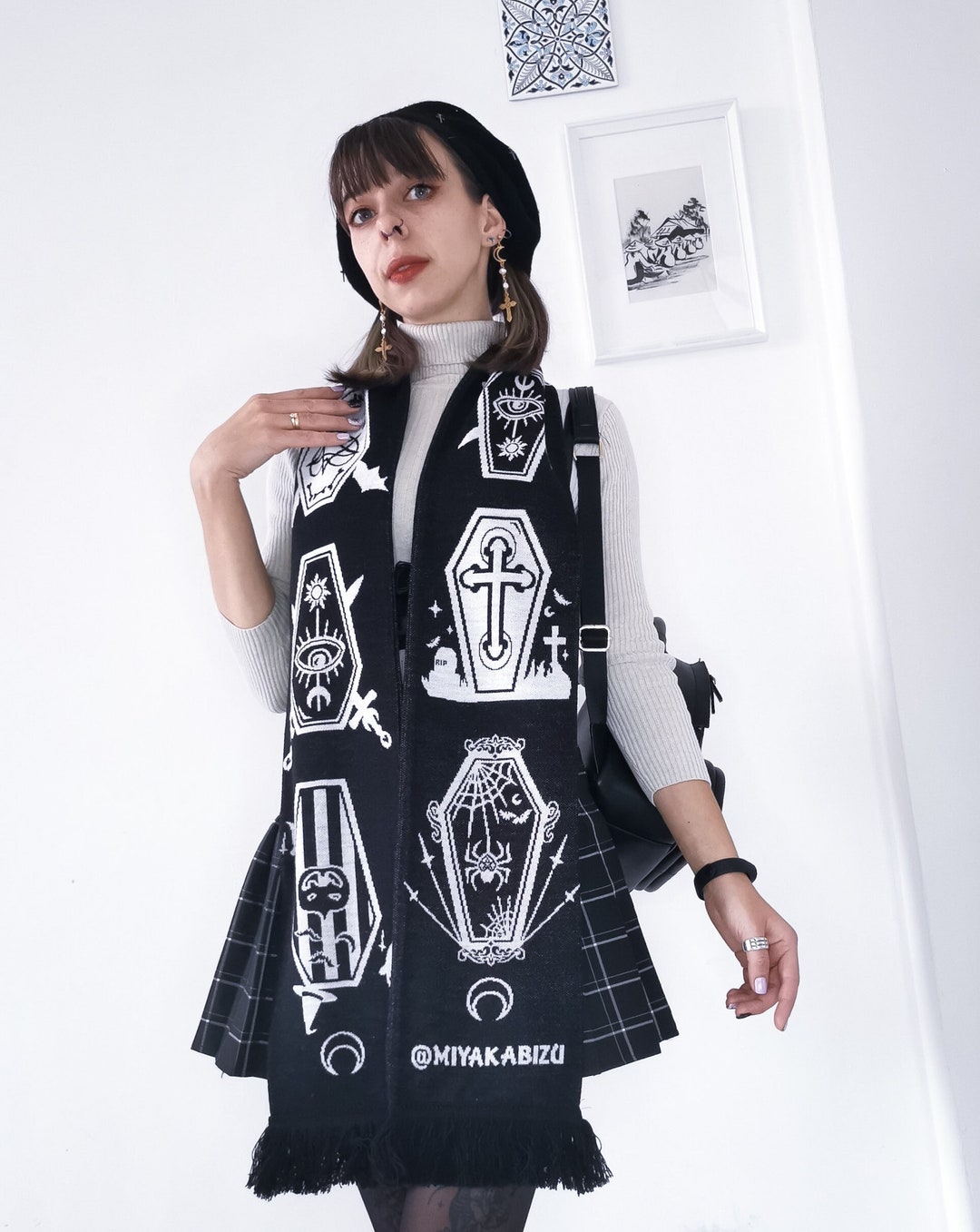 Gothic Long Scarf, Pastel Goth Coffin Scarf, Creepy Cute Accessories ...