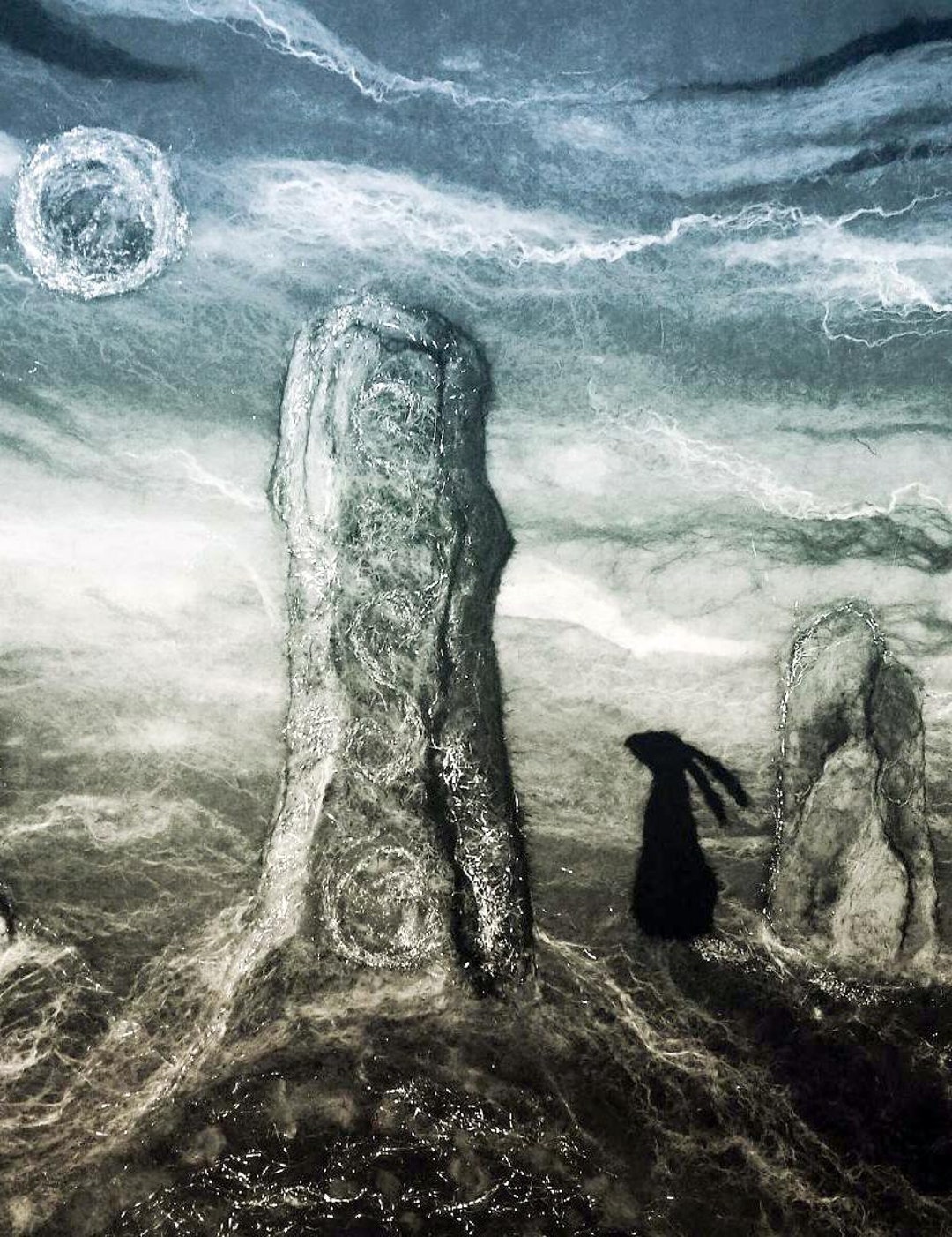 Winter Solstice Blank Greetings Card, Standing Stones, Hare and Full ...