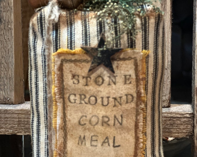 Primitive Stone Ground Corn Meal Sack Bowl Filler / Tiered Tray Decor ...
