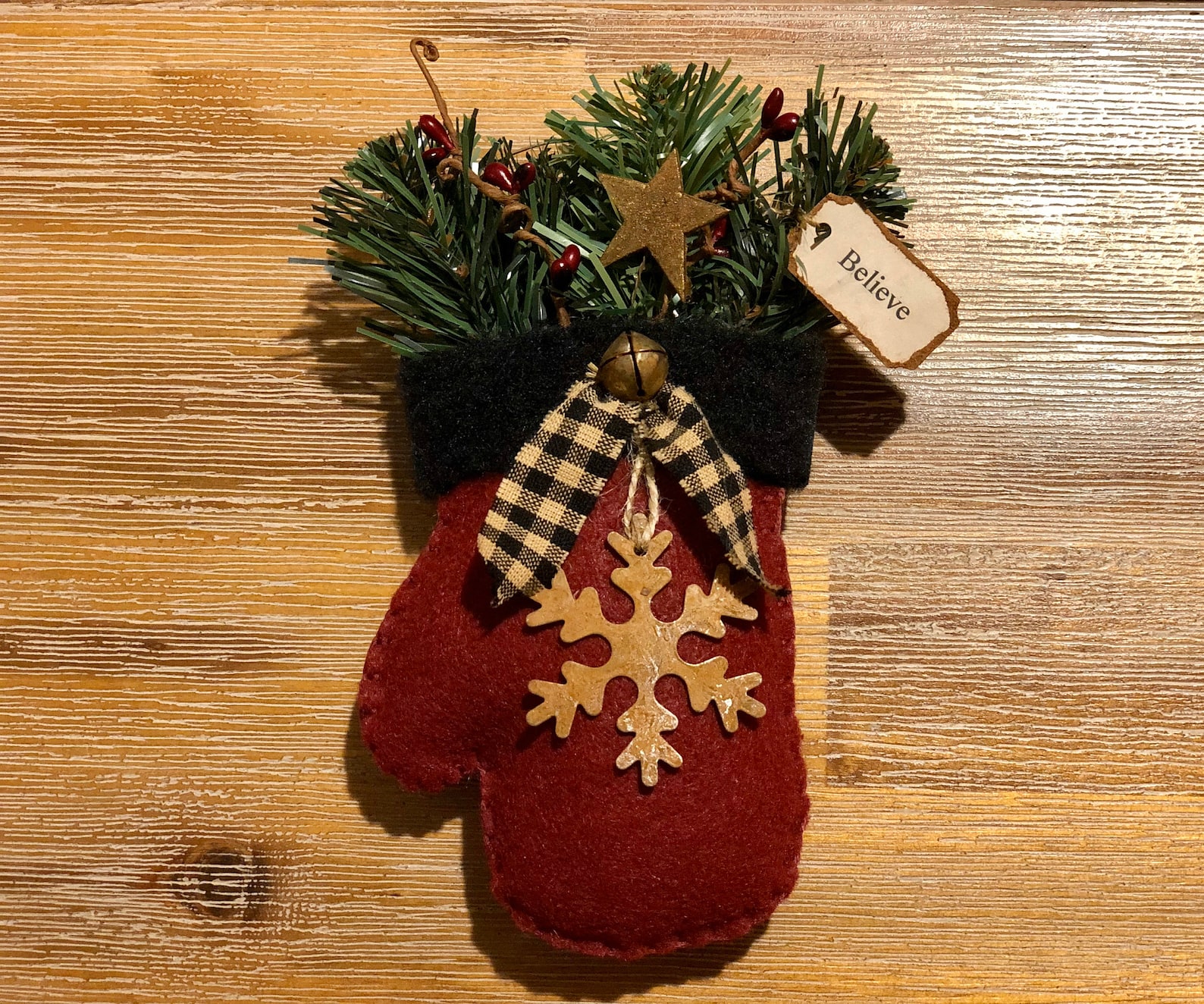Primitive Winter Mitten Christmas Tree Ornament or Bowl Filler - Etsy