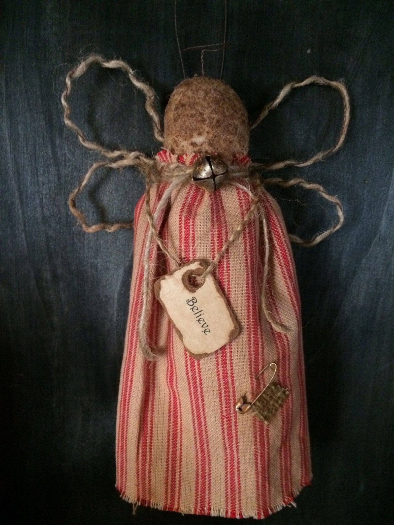 Primitive Angel Ornie W/ Homespun - Etsy Canada