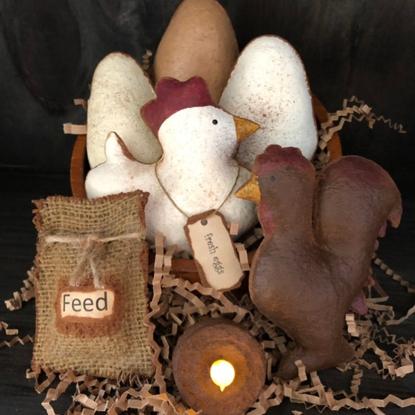 Primitive Rooster - Etsy