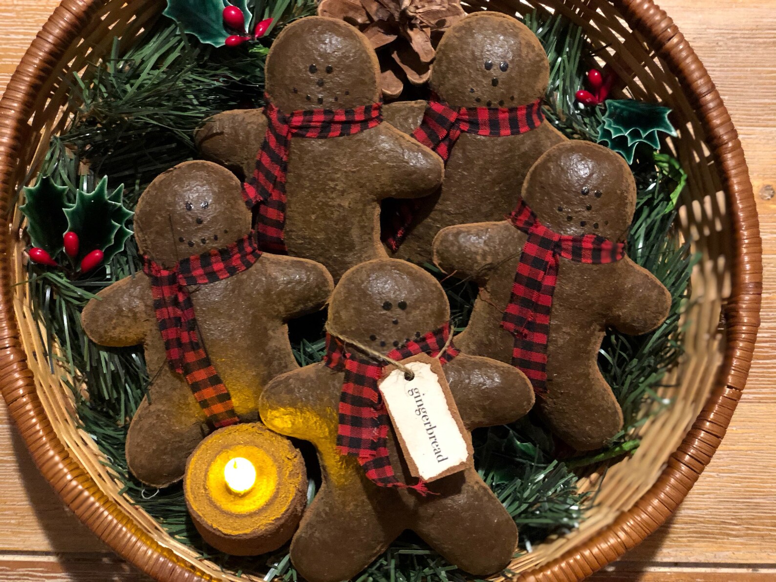 Grubby Primitive Gingerbread Man With Black and Red Buffalo | Etsy