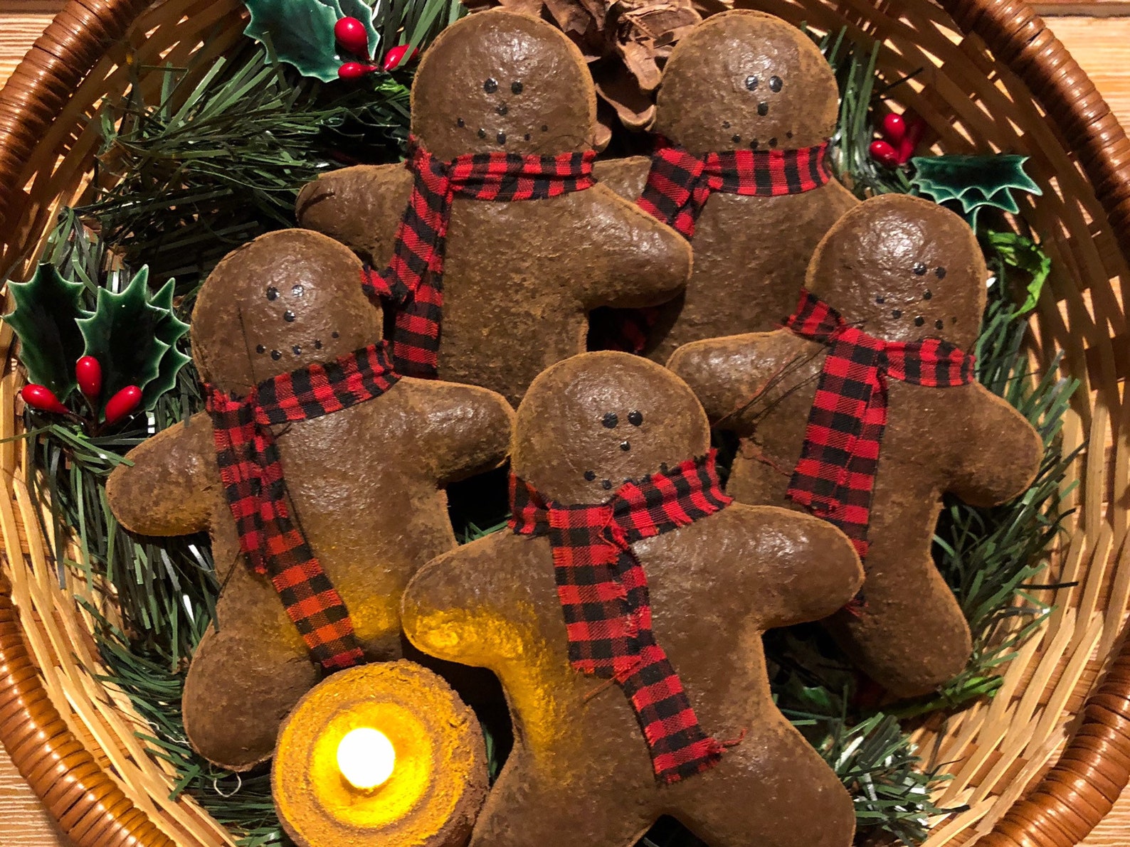 Grubby Primitive Gingerbread Man With Black and Red Buffalo | Etsy