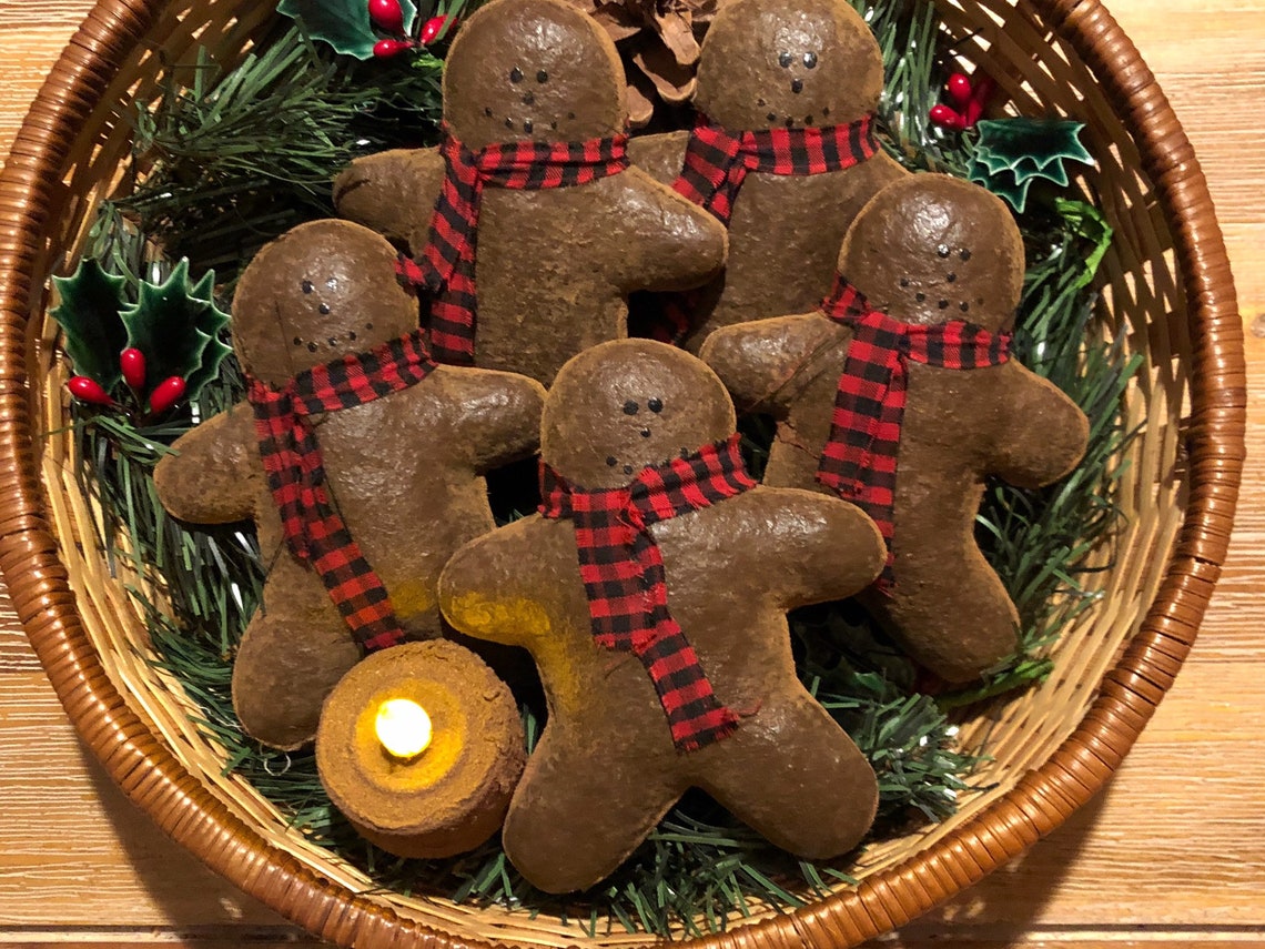 Grubby Primitive Gingerbread Man With Black and Red Buffalo | Etsy