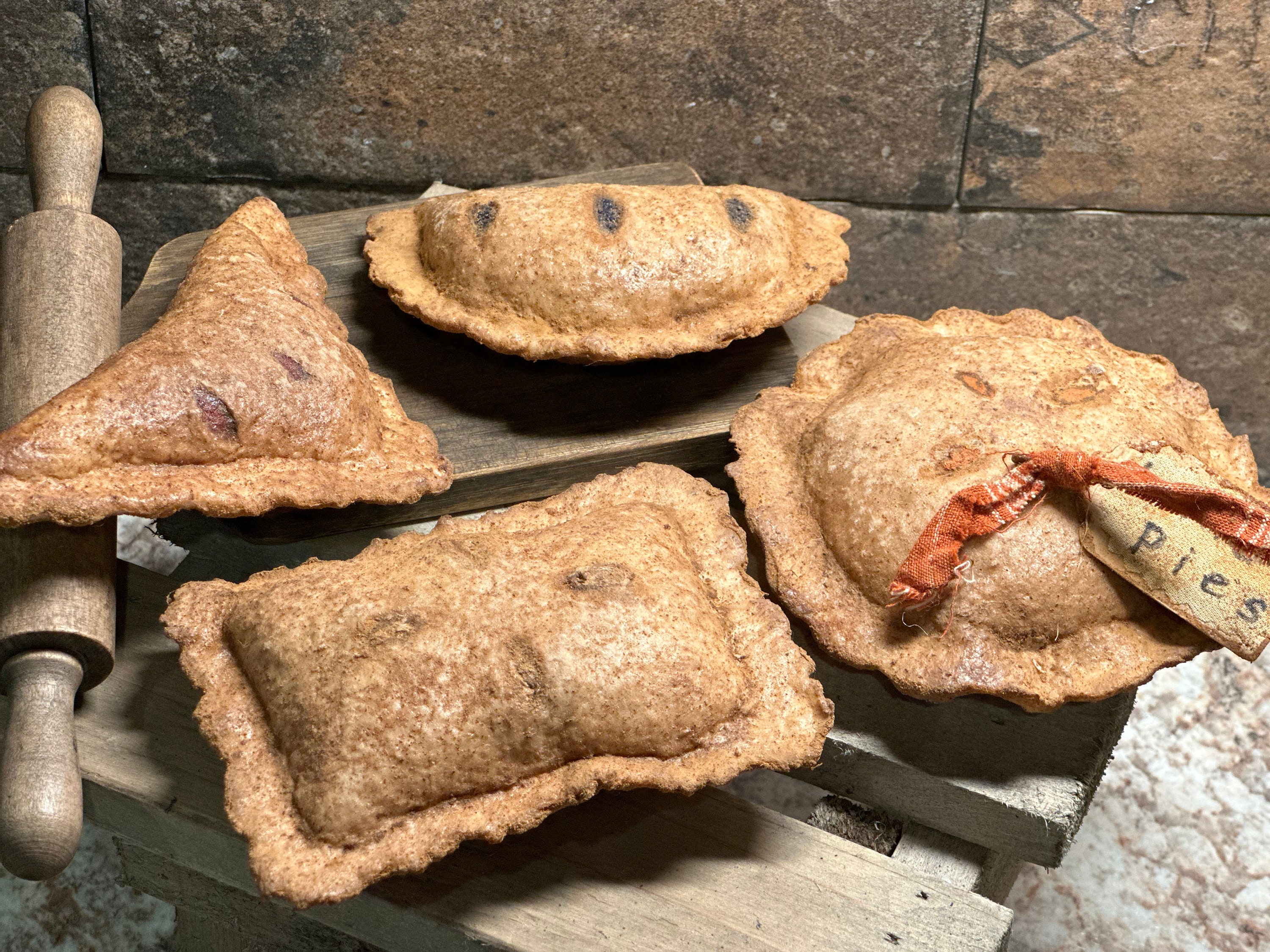 Primitive Faux Hand Pies and Optional Flour Sack Bowl Fillers / Tiered ...