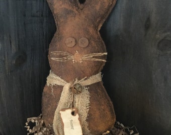 Primitive Country Bunny on Bed Spring Rustic Spring Decor Shelf Sitter ...