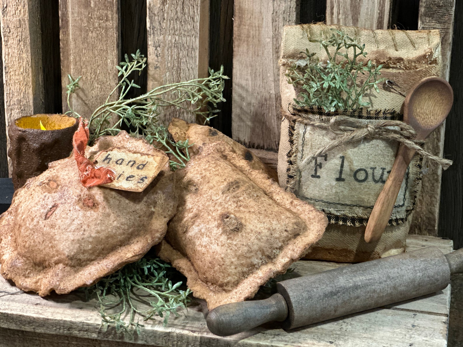 Primitive Faux Hand Pies and Optional Flour Sack Bowl Fillers / Tiered ...