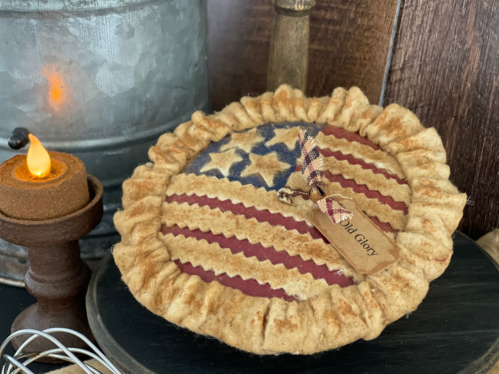 Primitive Mini Faux American Berry Pie Tiered Tray Decor / Shelf Sitter ...
